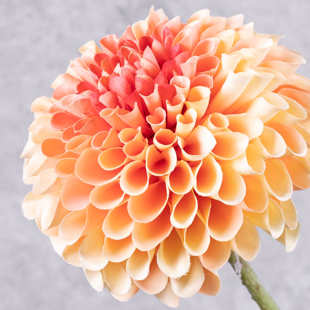 Dahlia Stem (Silk-ka), Artificial, Orange/Red, 64cm – Atlas Flowers