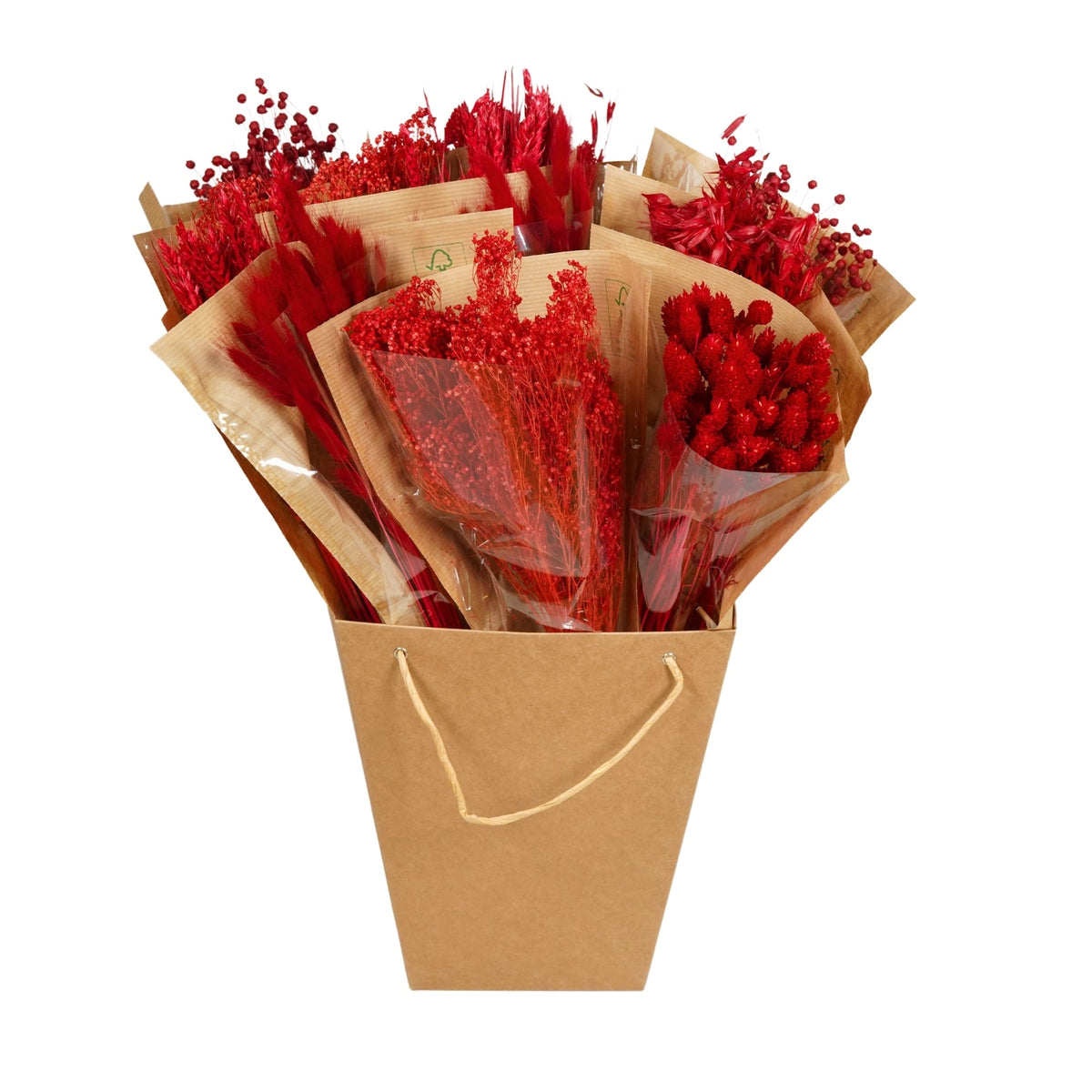 Pre Order Dried Flowers Mono mix, red, box x 12 bouquets – Atlas Flowers
